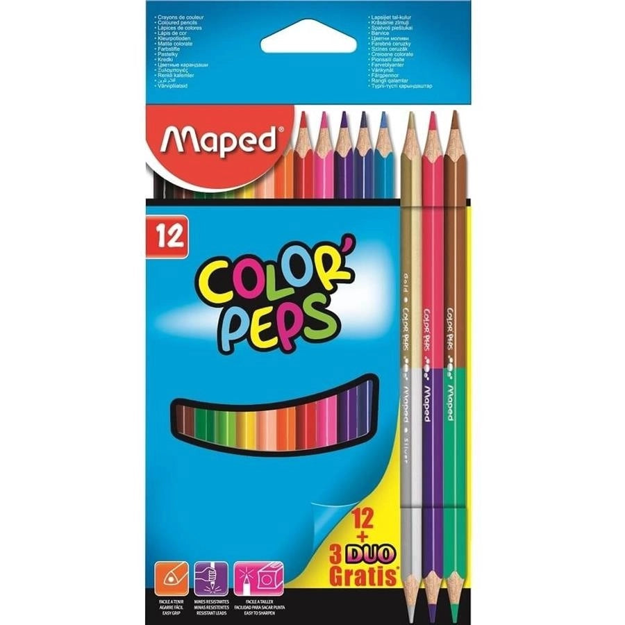 Maped Color Peps 12 Color Pencils + 3 Duo Pencils – M & G Anastasiou ...